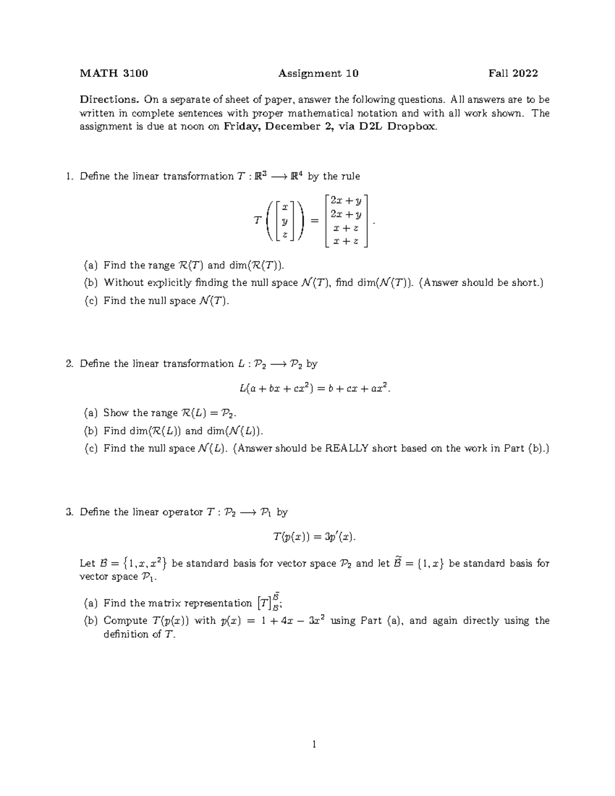 Fall2022Math3100Assignment 10-2 - MATH 3100 Assignment 10 Fall 2022 ...