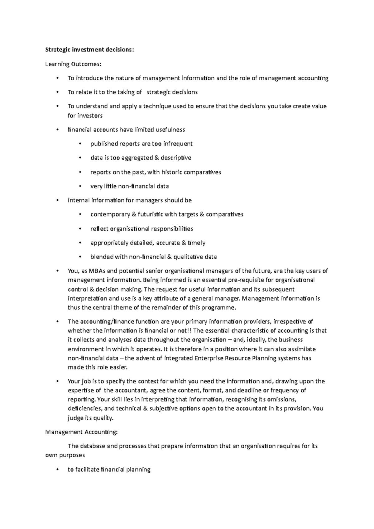 Strategic investment decisions - Strategic investment decisions ...