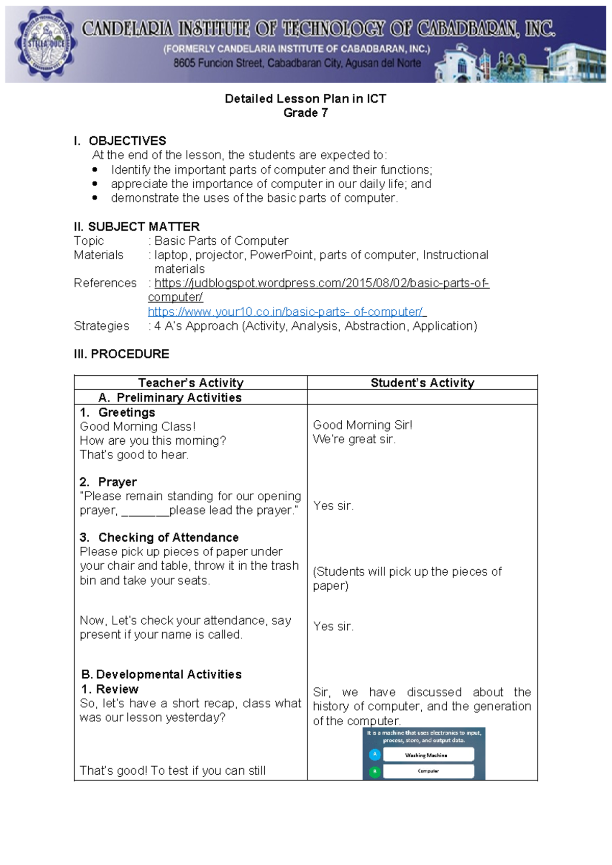 Computer (Try lang edited) - Detailed Lesson Plan in ICT Grade 7 I ...