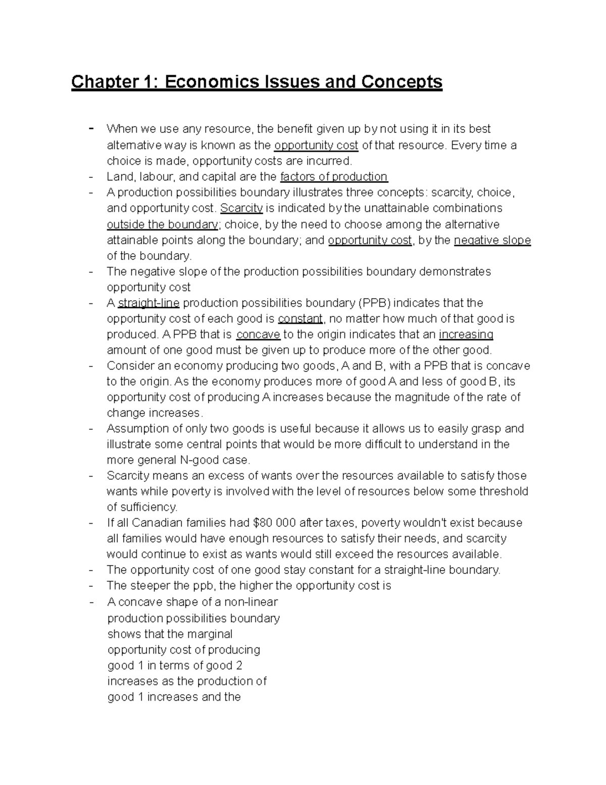 Economics Midterm 1 - Chapter 1: Economics Issues and Concepts - When ...