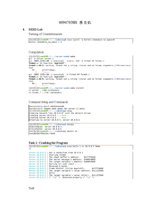Lab2 - Buffer-Overflow Attack Lab (Set-UID Version) - Buffer Overflow Attack Lab (Server Version ...