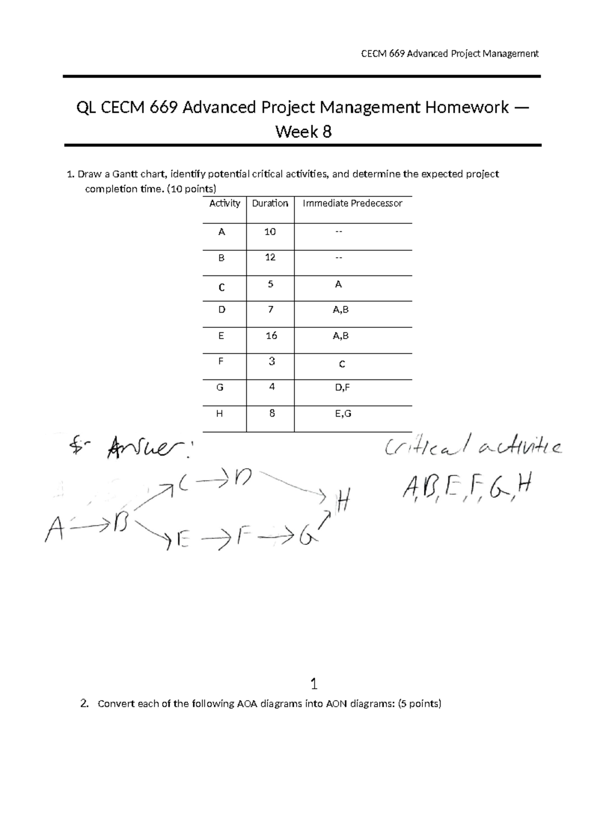 Week 8 Homework CECM 669 - CECM 669 Advanced Project Management QL CECM ...