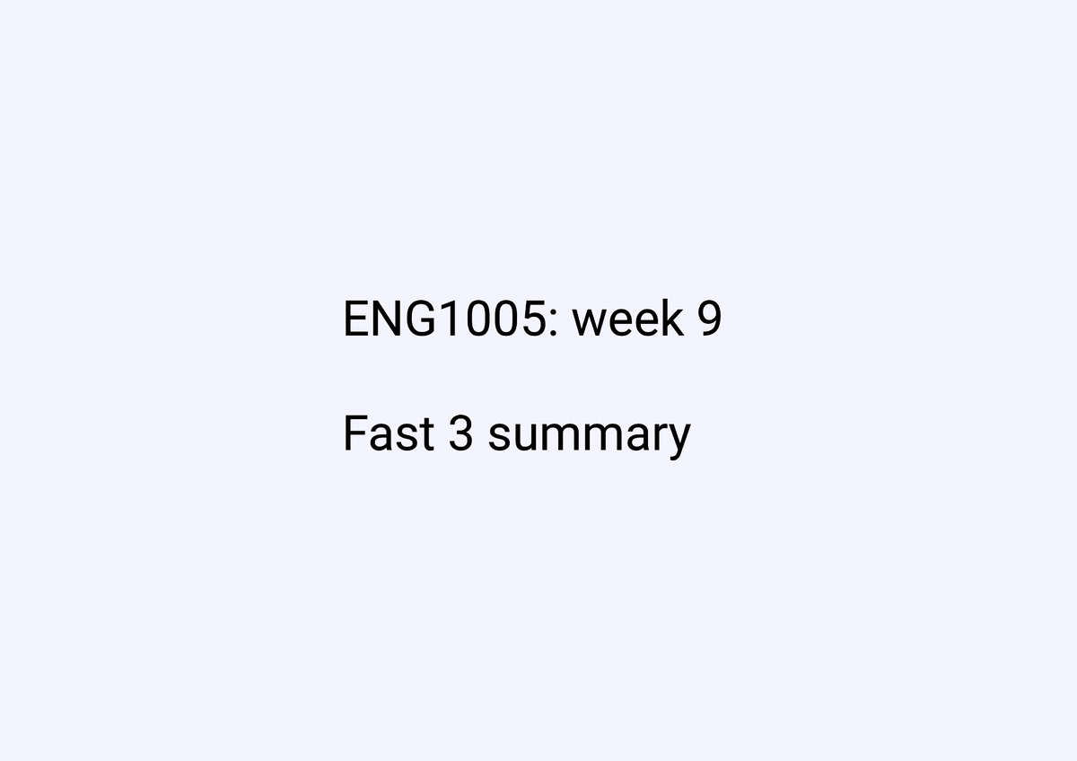 Week 9 summary 2022 - ENG1005 - Studocu