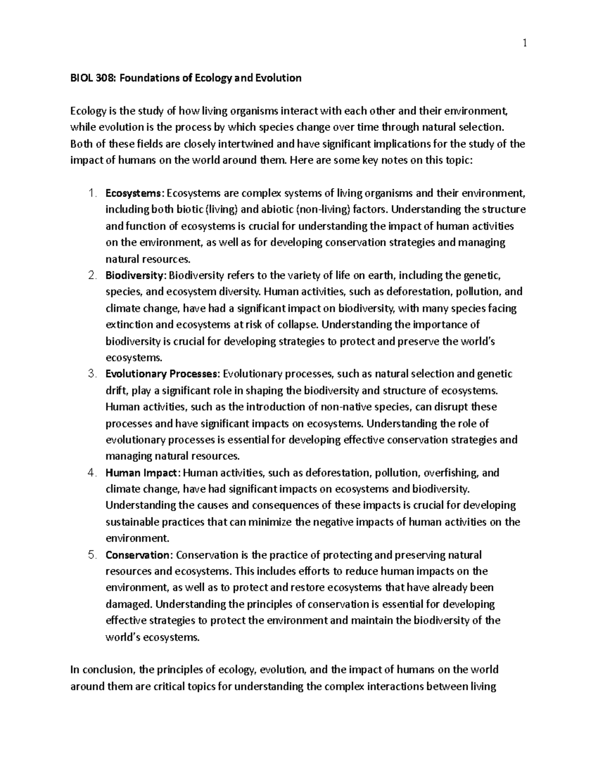 BIOL 308 Foundations of Ecology and Evolution Notes - BIOL 308 ...