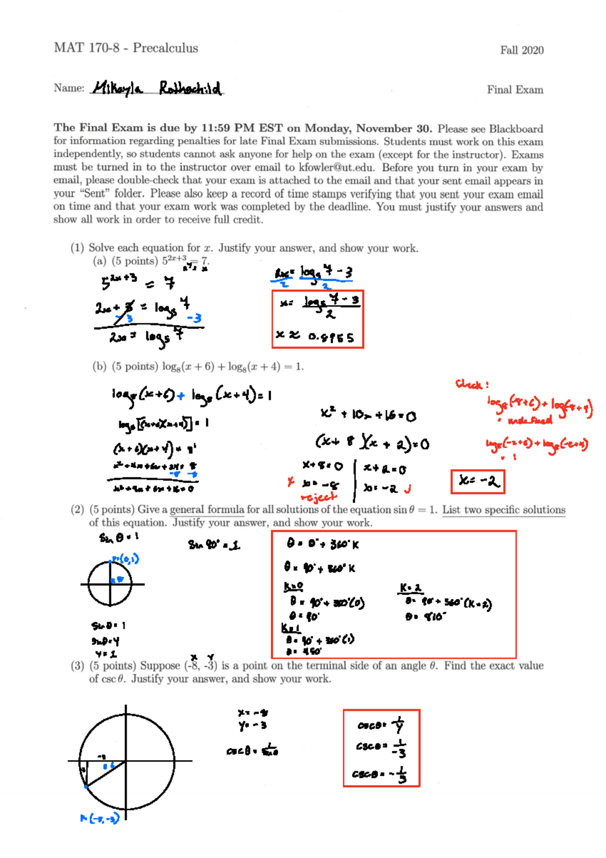 MAT 170 Fall 2020 Final Exam scan - MAT 170 - Studocu