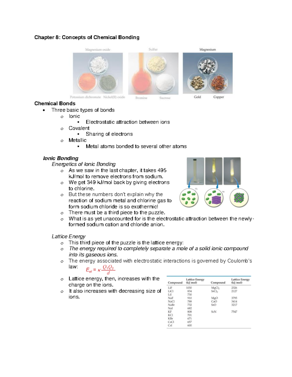 Module 8 Chem ical Bonding - Chapter 8: Concepts of Chemical Bonding ...