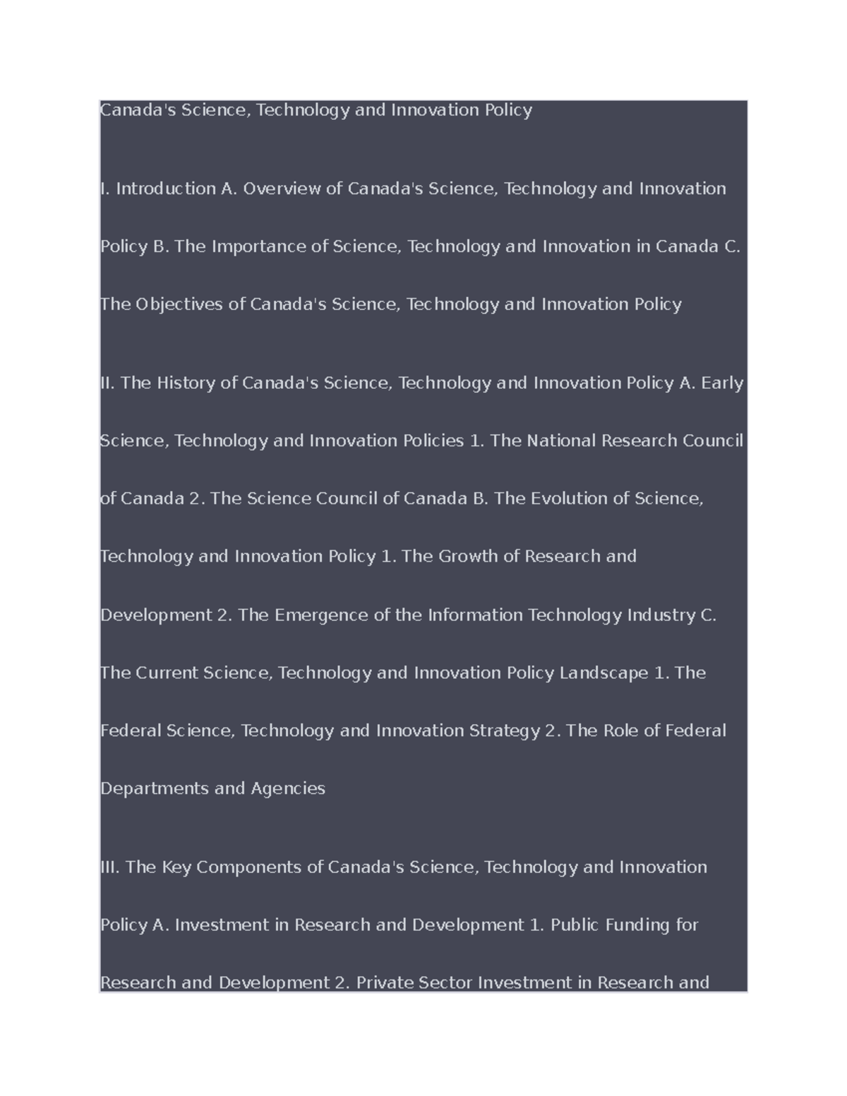 Canada - Lecture Notes - Canada's Science, Technology and Innovation ...