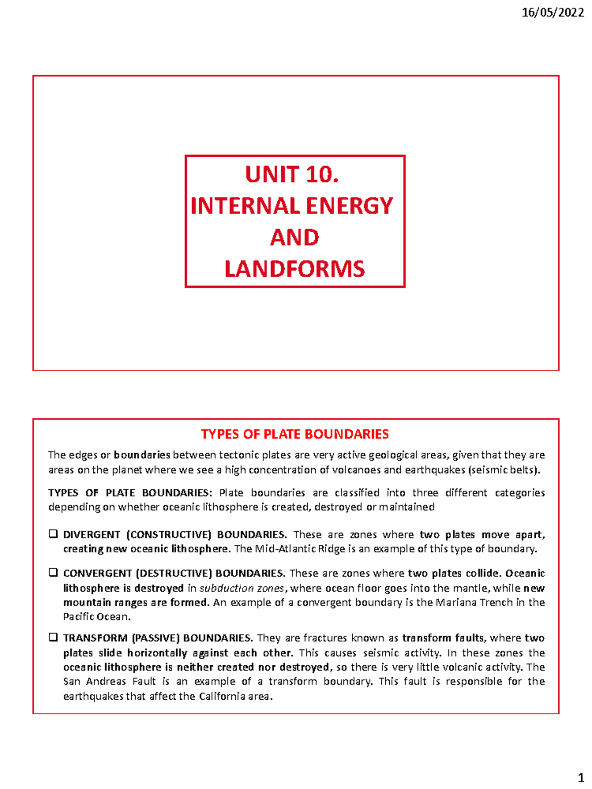 Presentation unit 10 - Tema 10 de Biología bilingüe - UNIT 10. INTERNAL ...