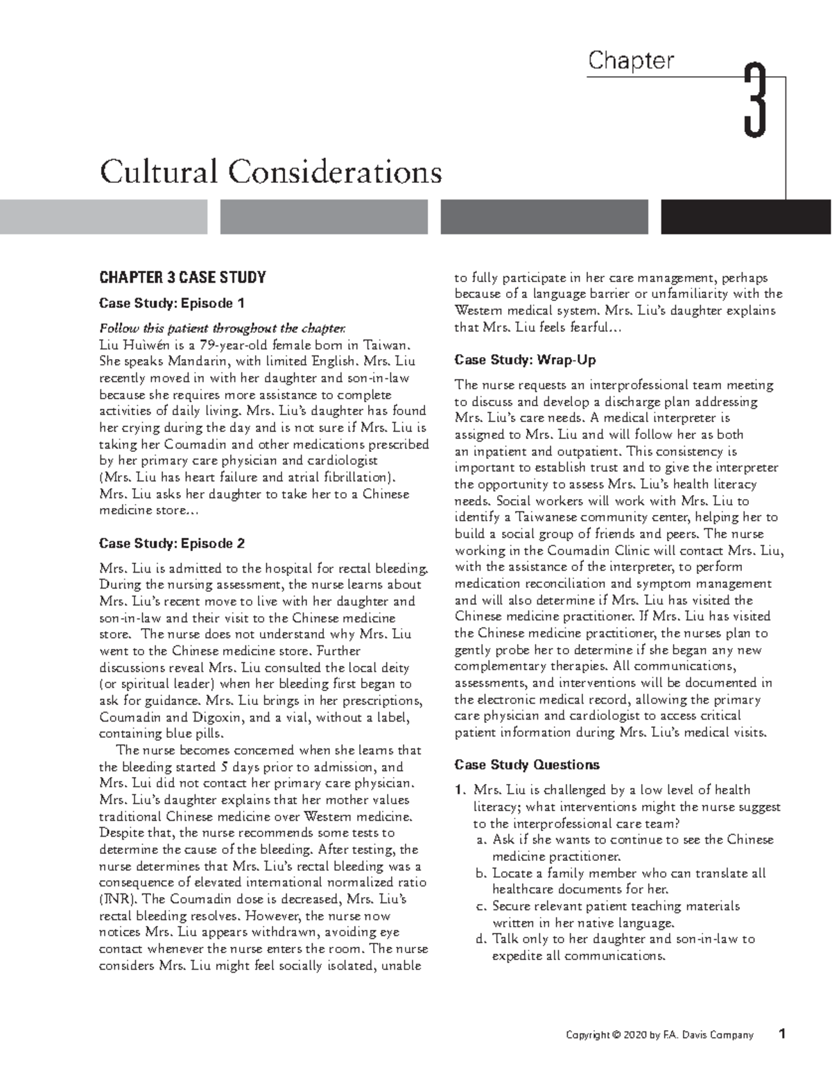 Chapter 3 - Chapter 3 Cultural Considerations CHAPTER 3 CASE STUDY Case ...