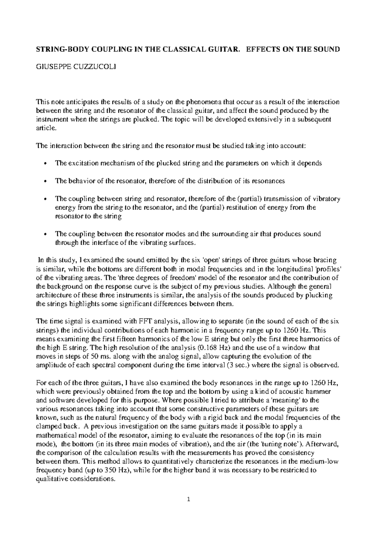 String BODY Coupling IN THE Classical Guitar - STRING-BODY COUPLING IN ...