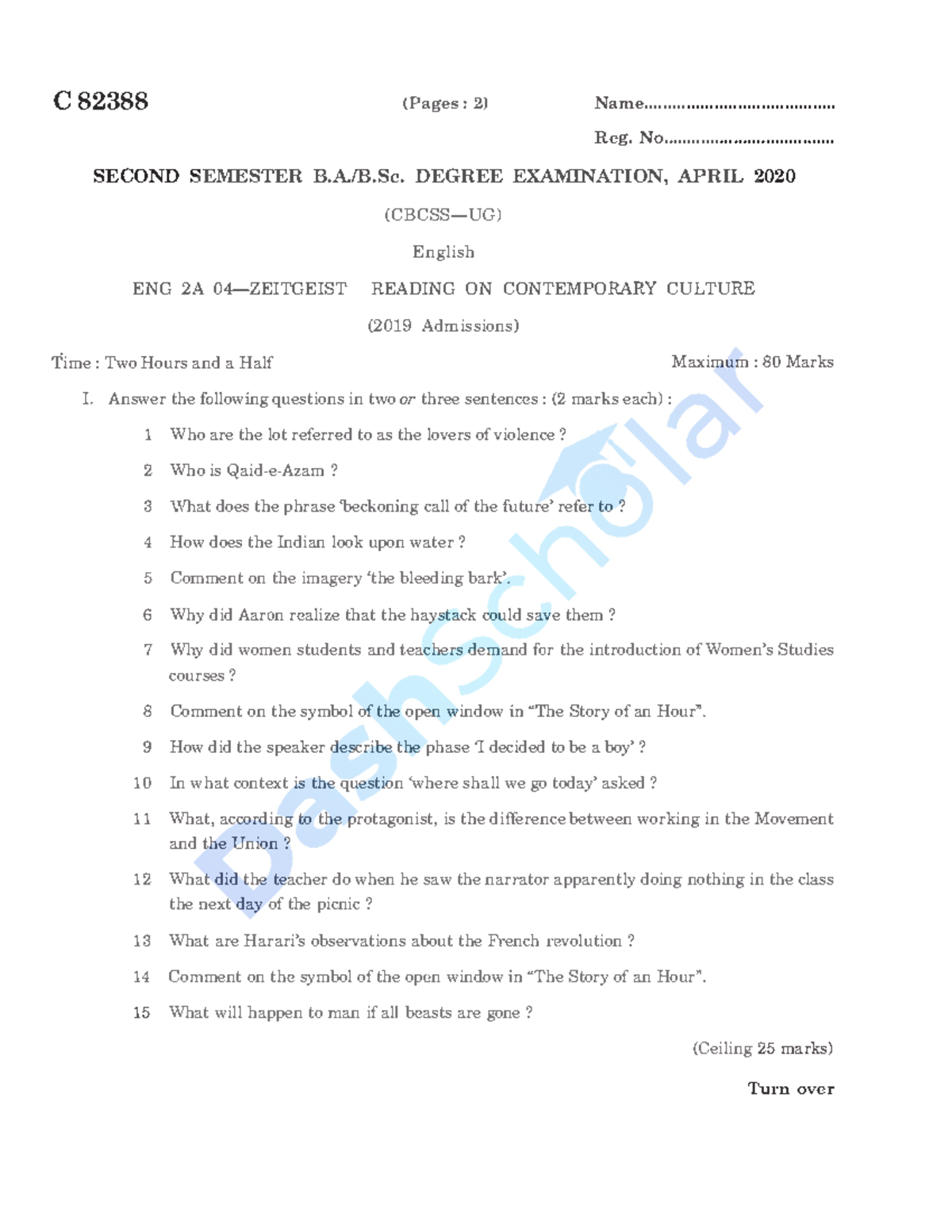 English Zeitgeist 2020 e2 - C 82388 (Pages: 2) Name