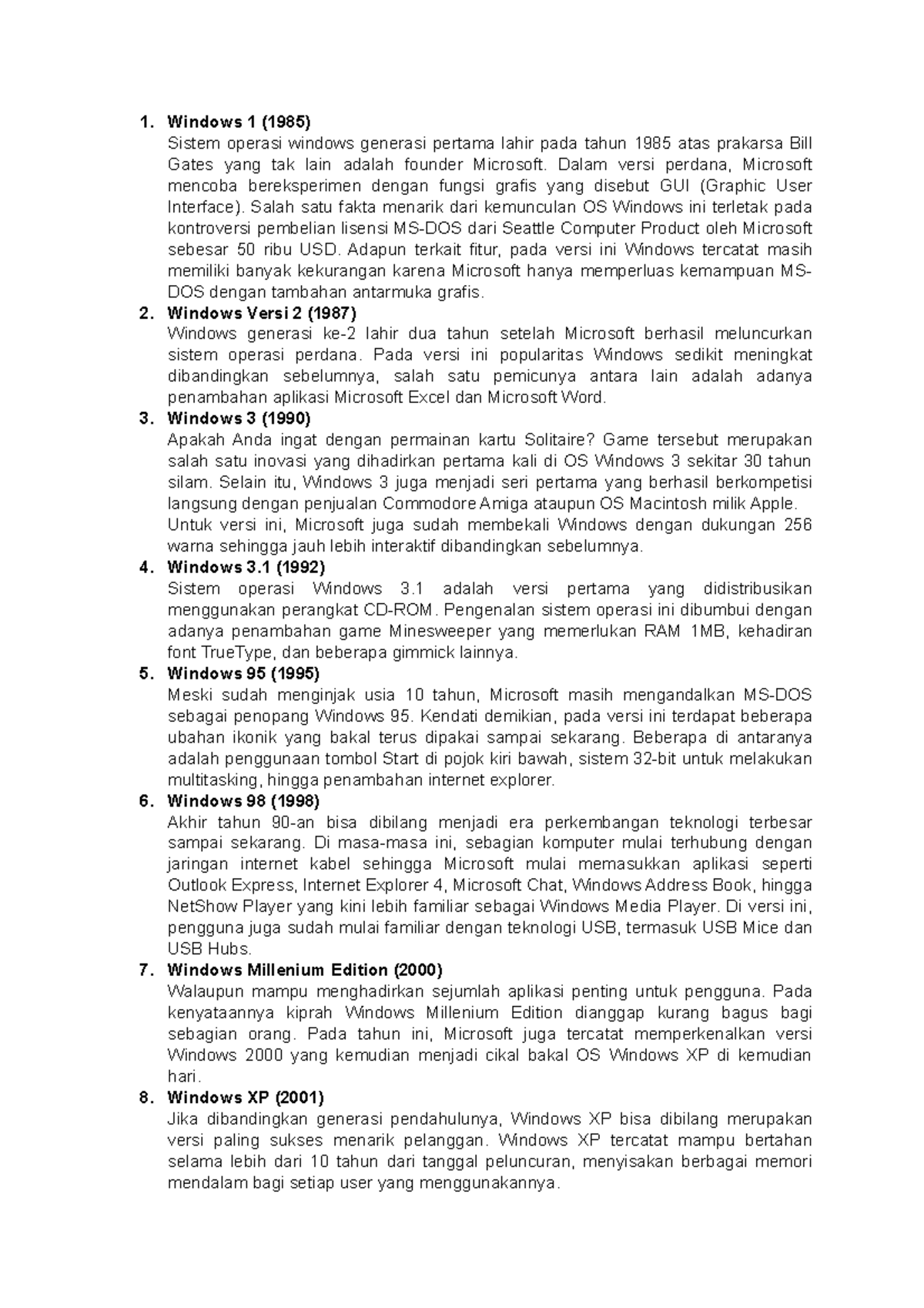 Sejarah windows - Windows 1 (1985) Sistem operasi windows generasi ...