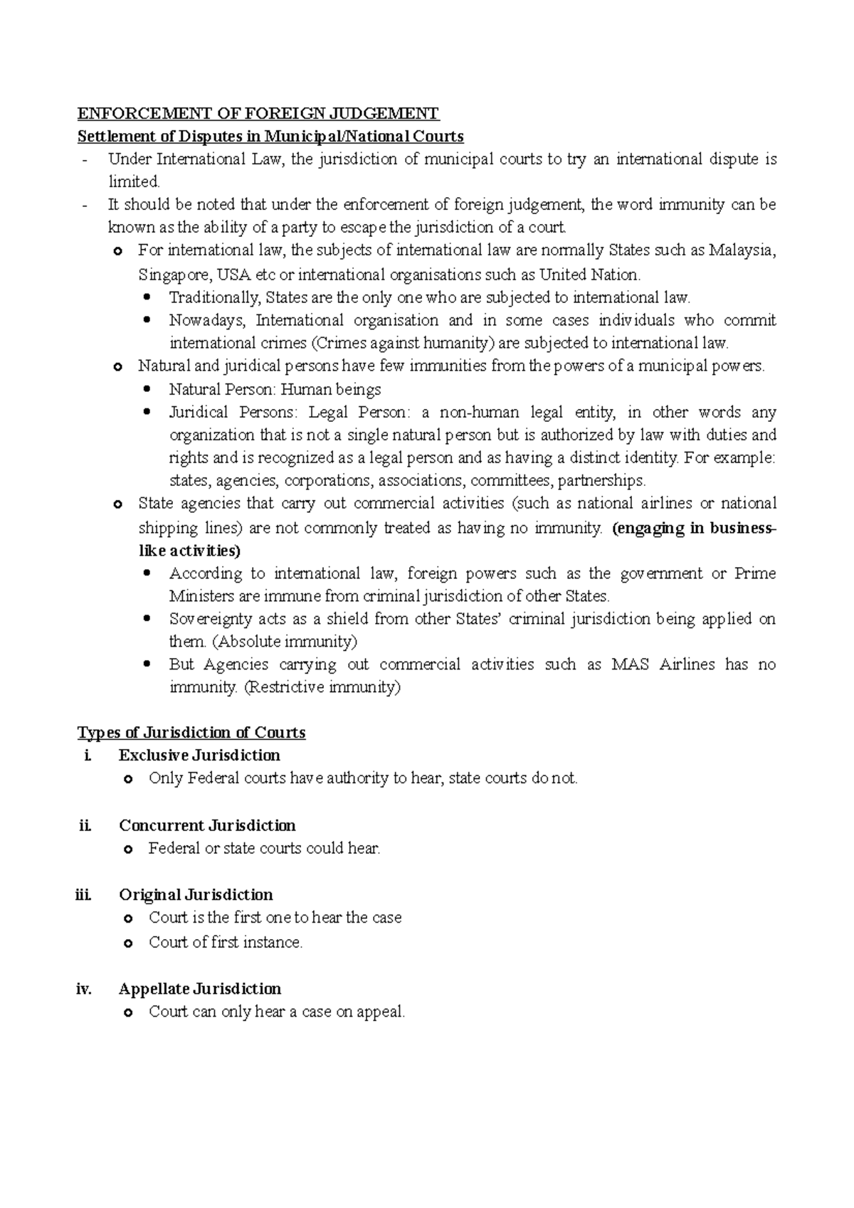 Chapter 4 Enforcement OF Foreign Judgement - ENFORCEMENT OF FOREIGN ...