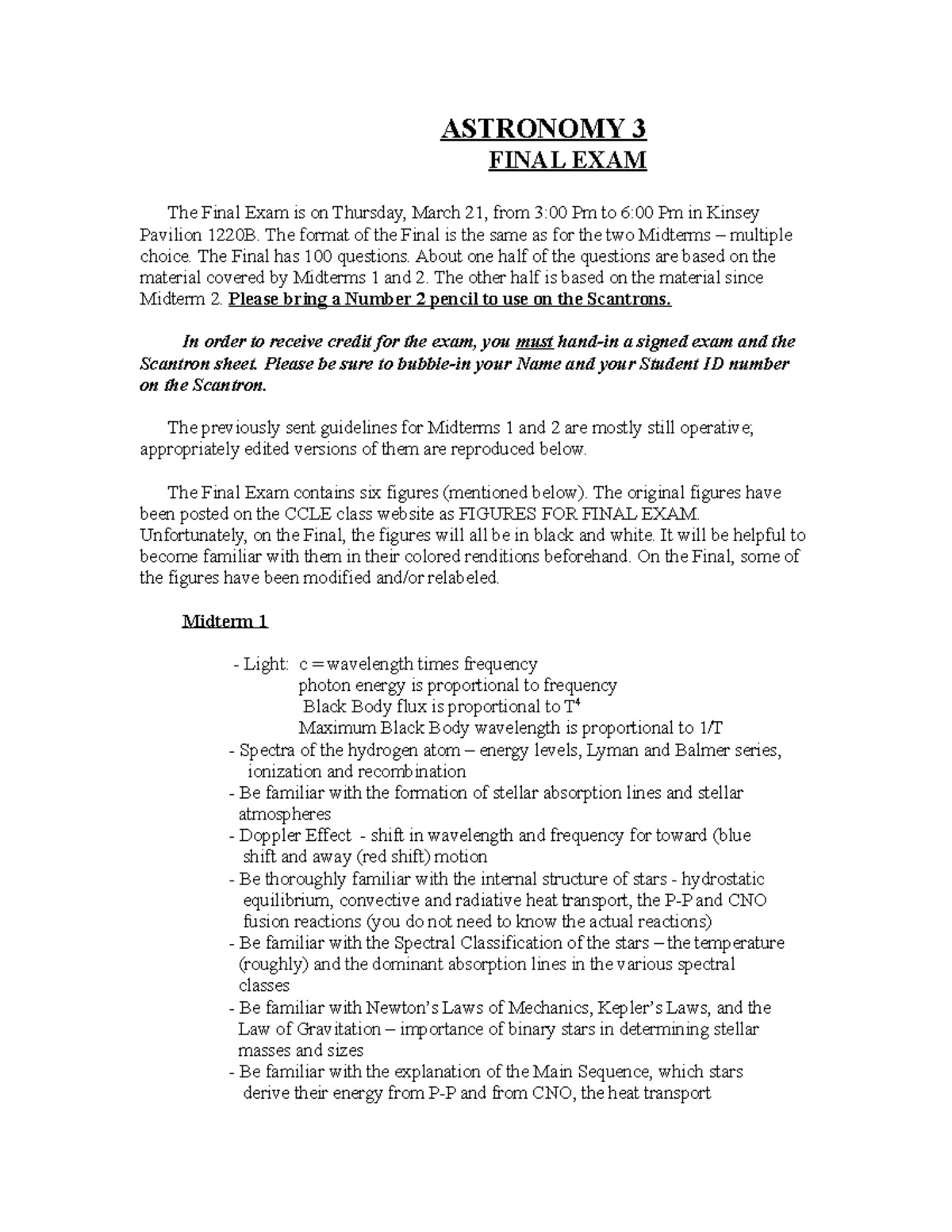 Final study guide - Summary Astronomy III - ASTRONOMY 3 FINAL EXAM The ...