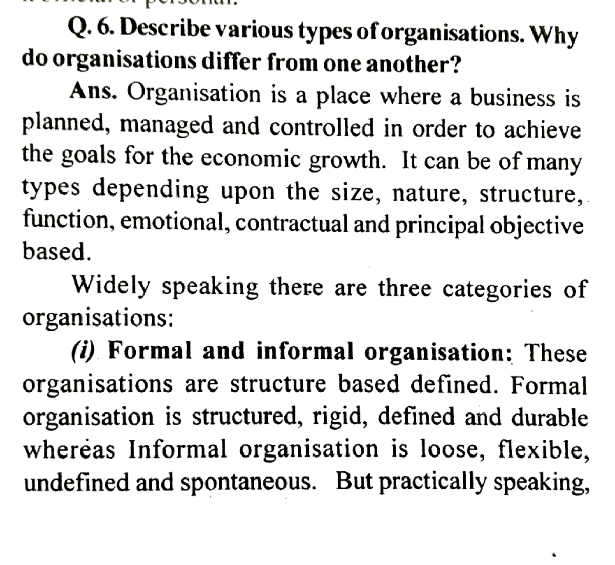 Various types of organisations - Q. Describe various types ...