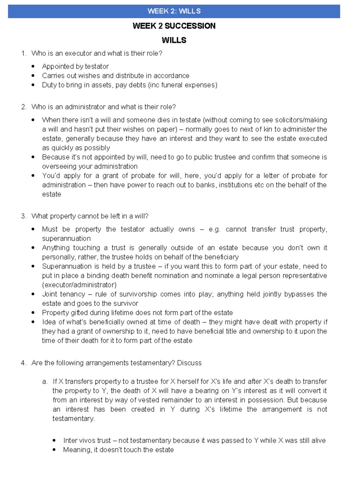 Succession Seminar Compilation - WEEK 2 SUCCESSION WILLS 1. Who is an ...
