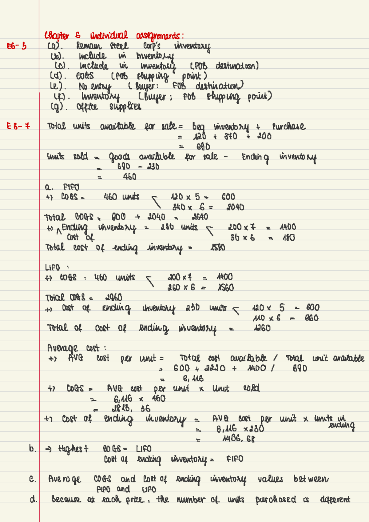 Financial Accounting individual assignment chapter 6 - Chapter 6 individual assignments : EG - 3 ...