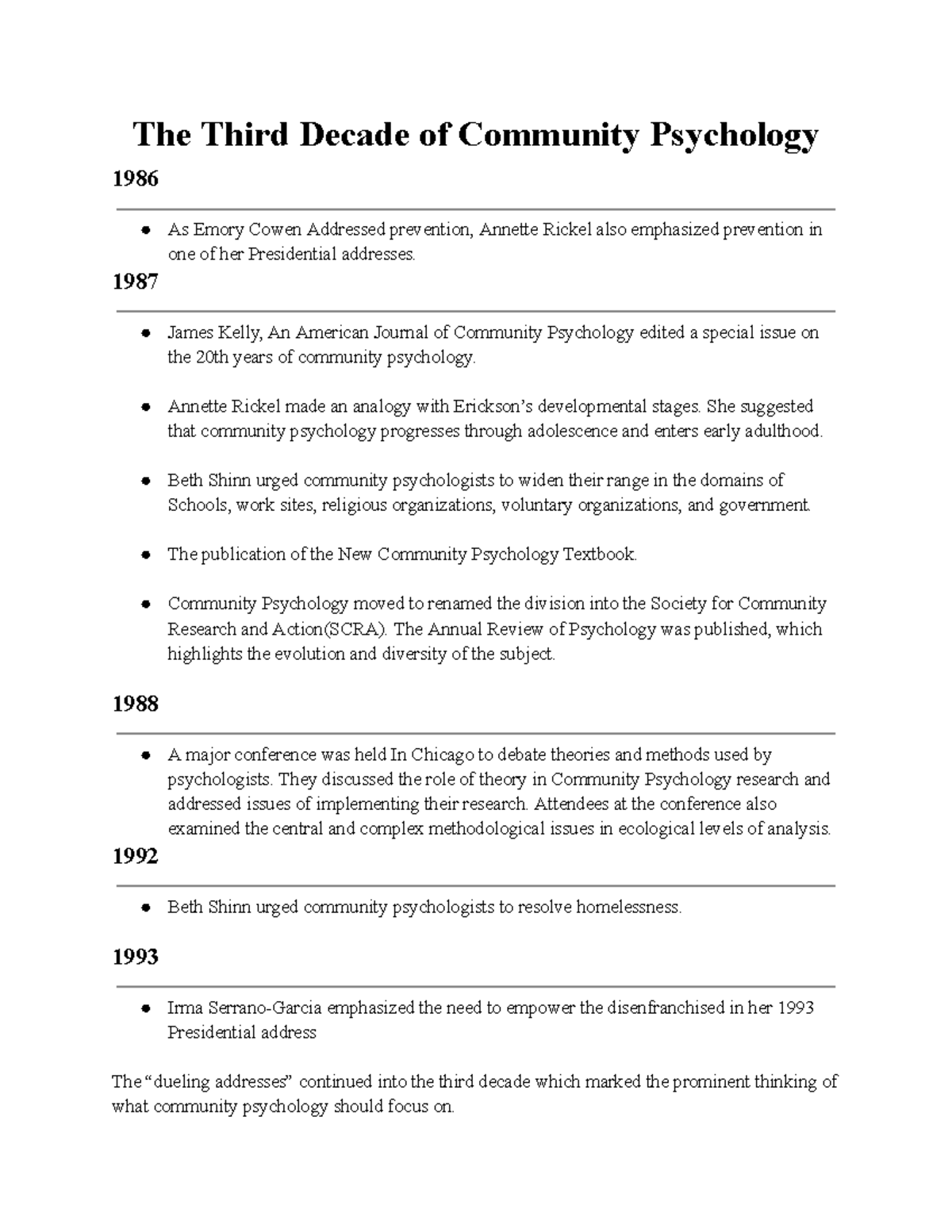 Intcmc 1 Third Decade - The Third Decade of Community Psychology 1986 ...