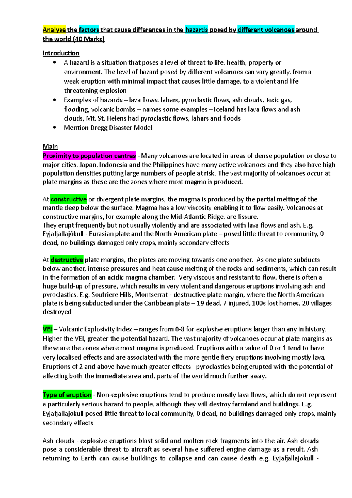 40 Mark exam Q plan - Model exam answer plan - Analyse the factors that ...