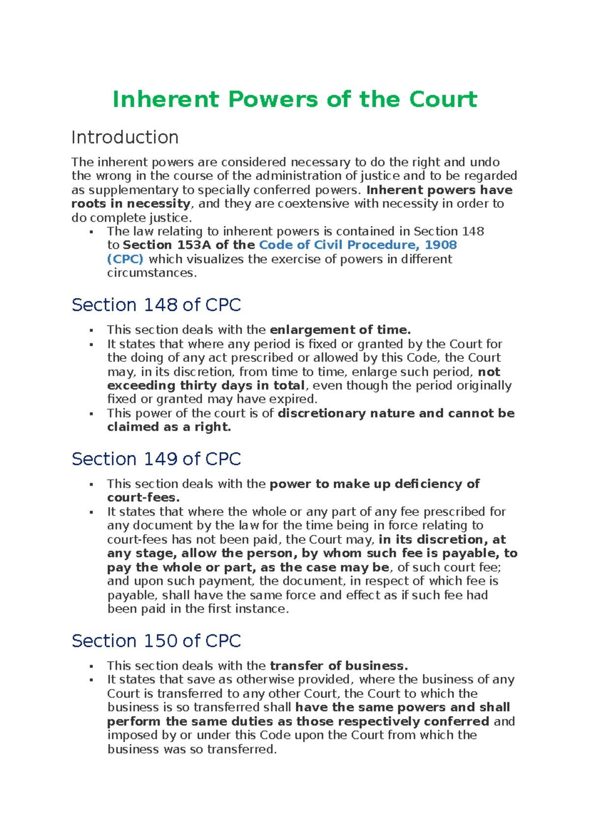 Inherent Powers of the Court - Inherent Powers of the Court ...