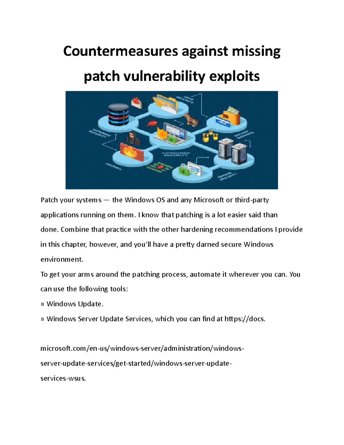Countermeasures against missing patch vulnerability exploits - I know ...