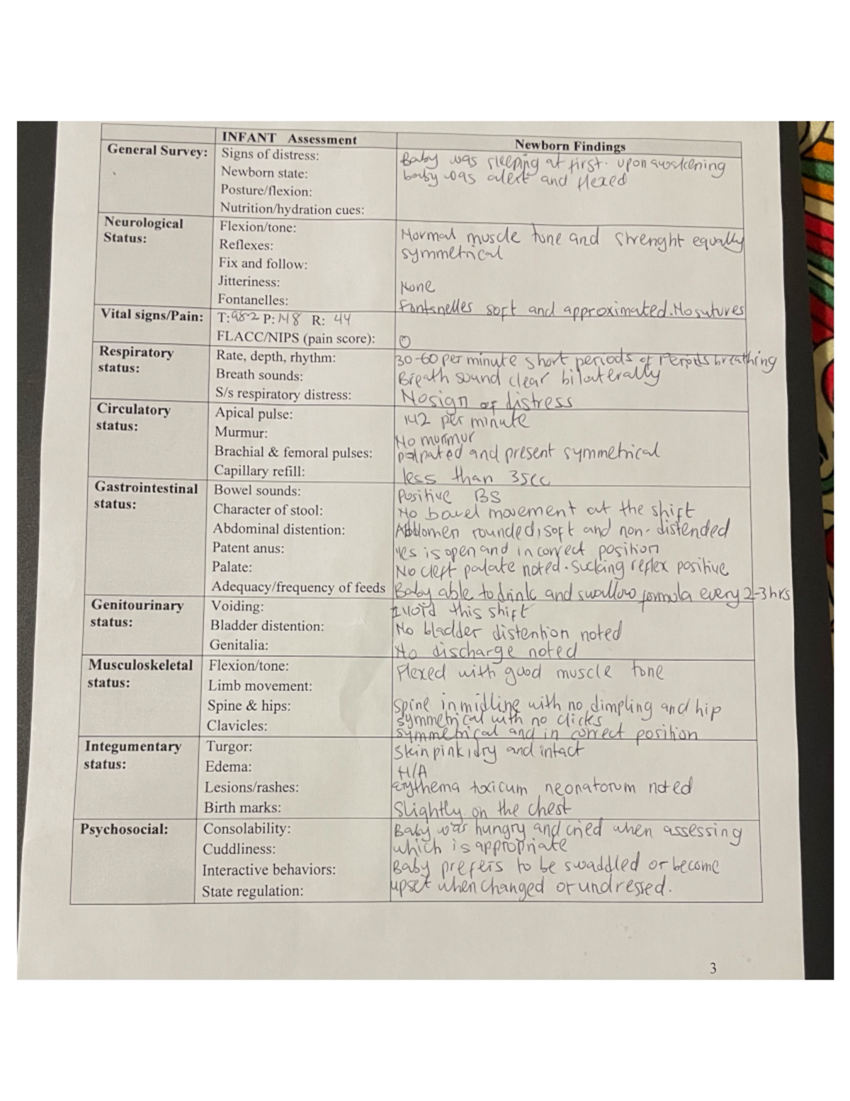 IMG 4660 - Practice material - INFANT Assessment General Survey: Signs ...