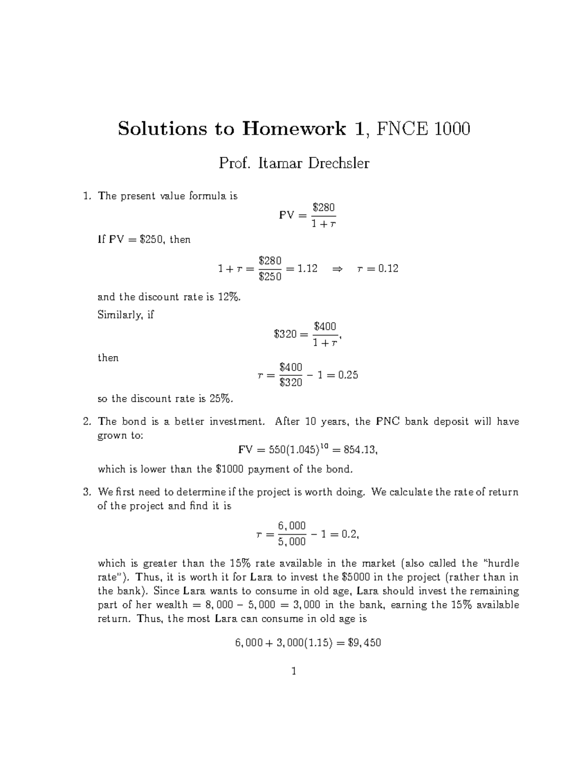 HW 1 Solutions - homework 1 questrions and answer - Solutions to ...