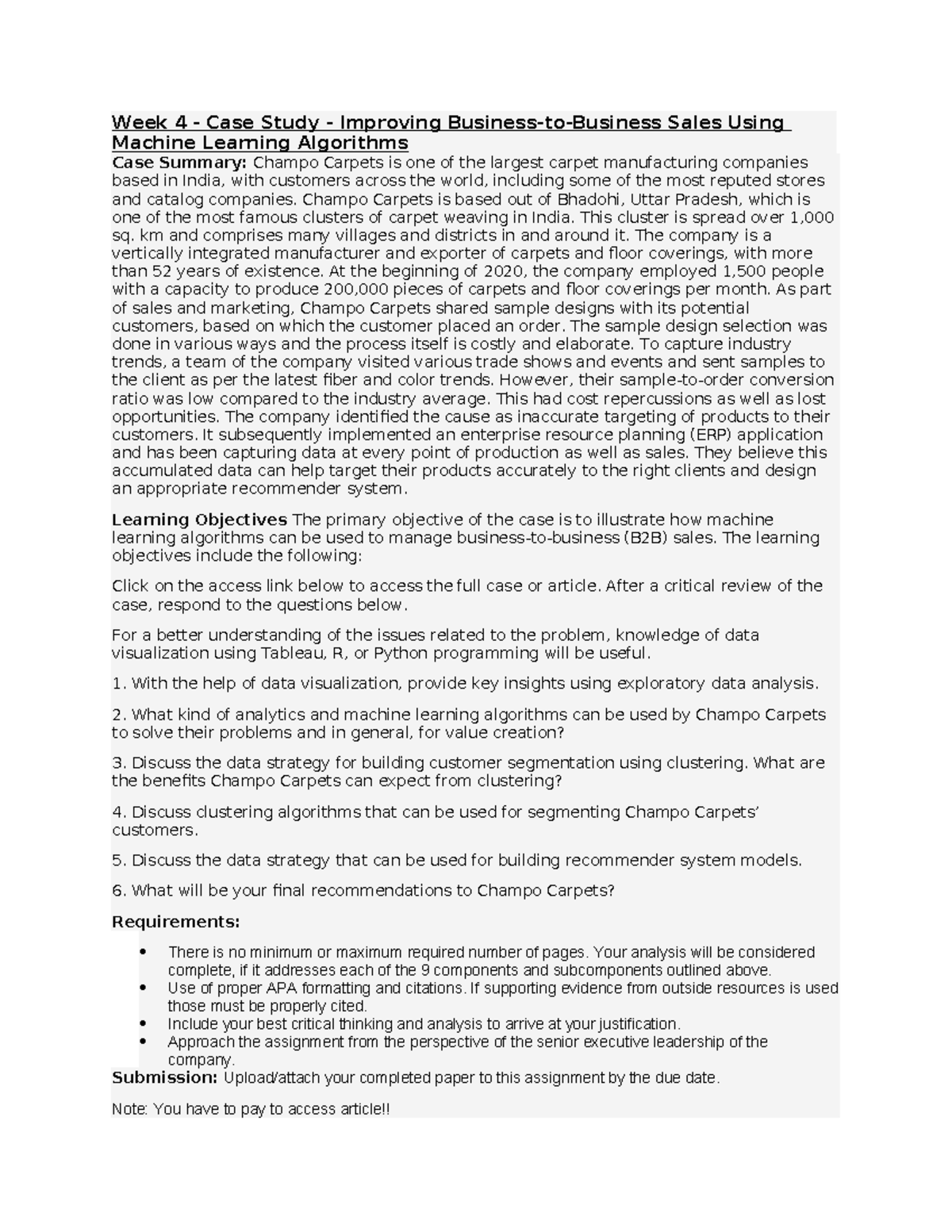 Week 4 Case Study - Week 4 - Case Study - Improving Business-to ...