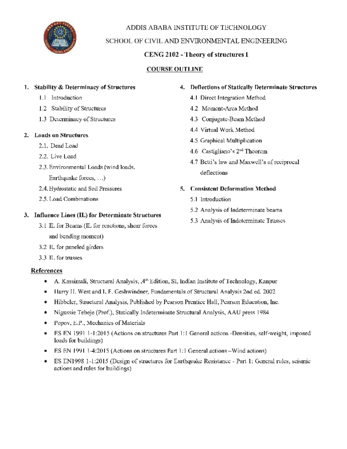 Theory of Structures I - Civil integrated - Studocu