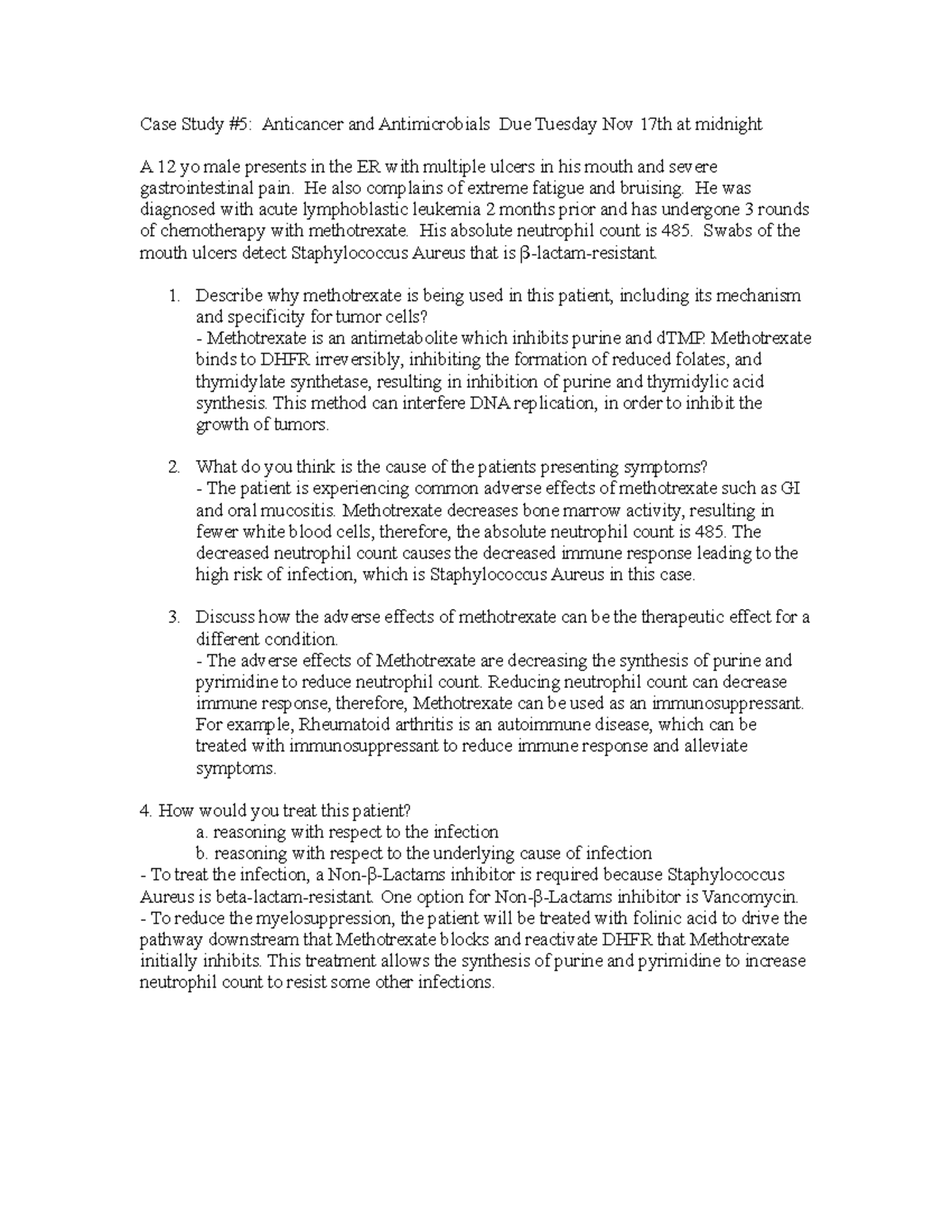 Case Study 5 2020 - Case Study #5: Anticancer and Antimicrobials Due ...