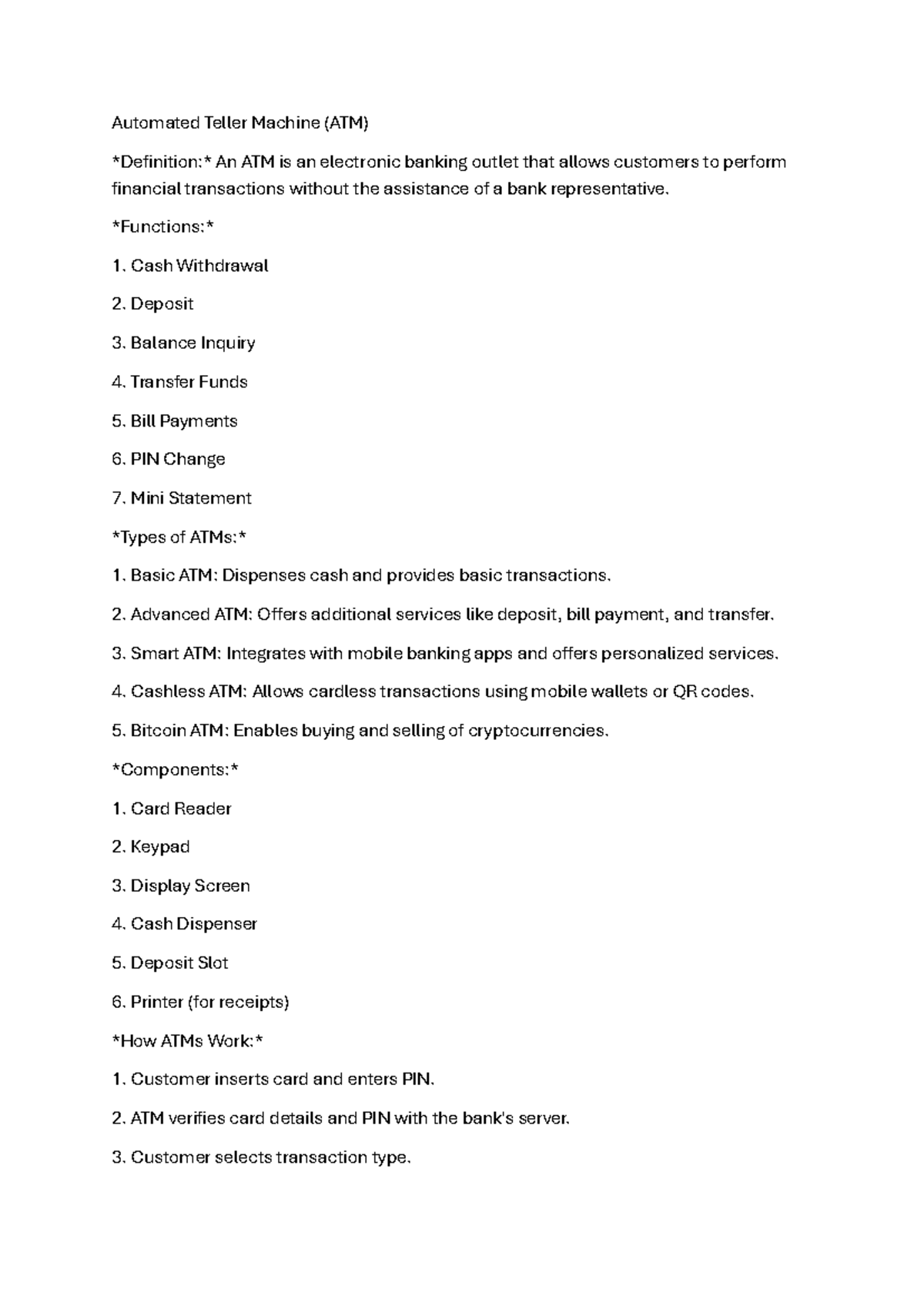 Document - Atm and debit cards - Automated Teller Machine (ATM ...