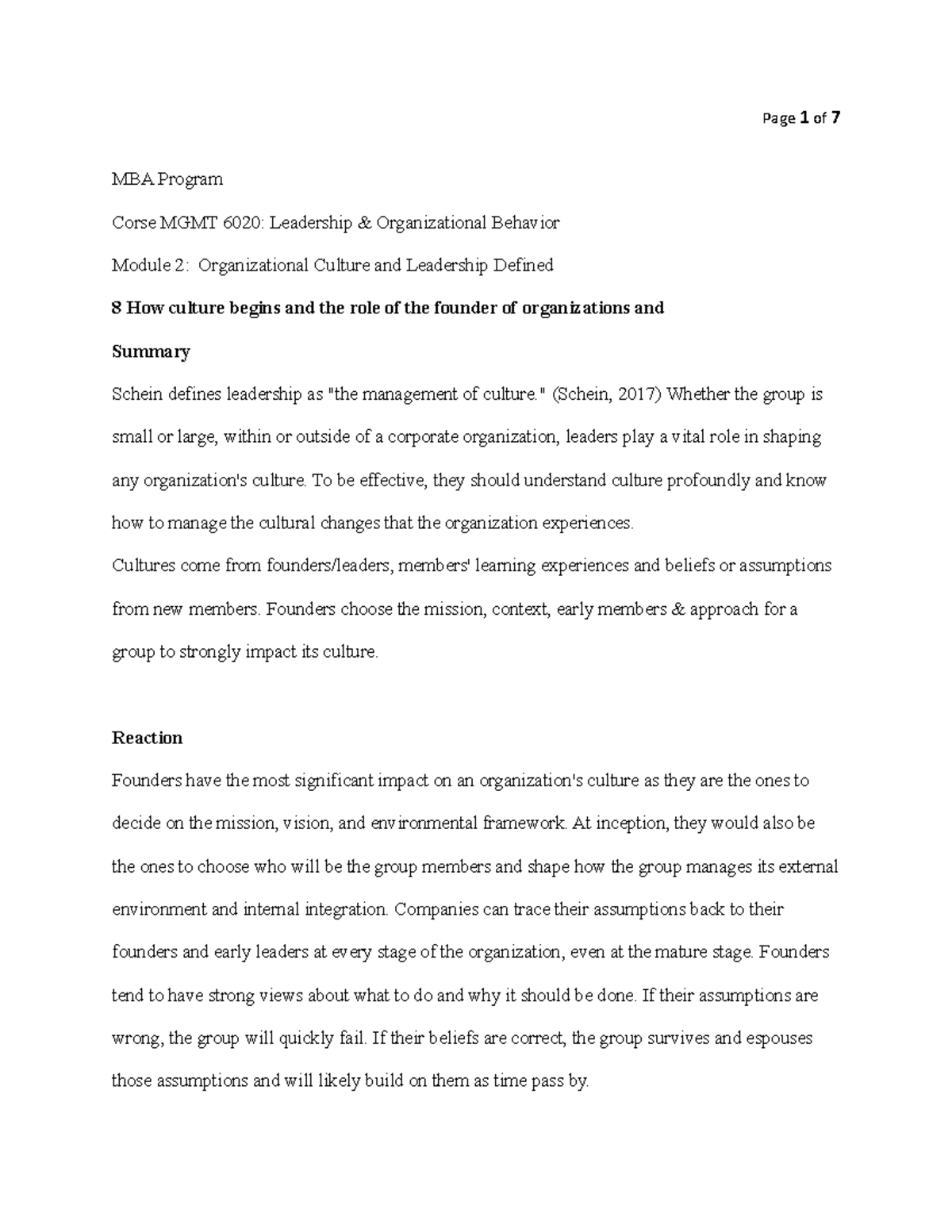 Organizational Culture and Leadership Defined - " (Schein, 2017 ...