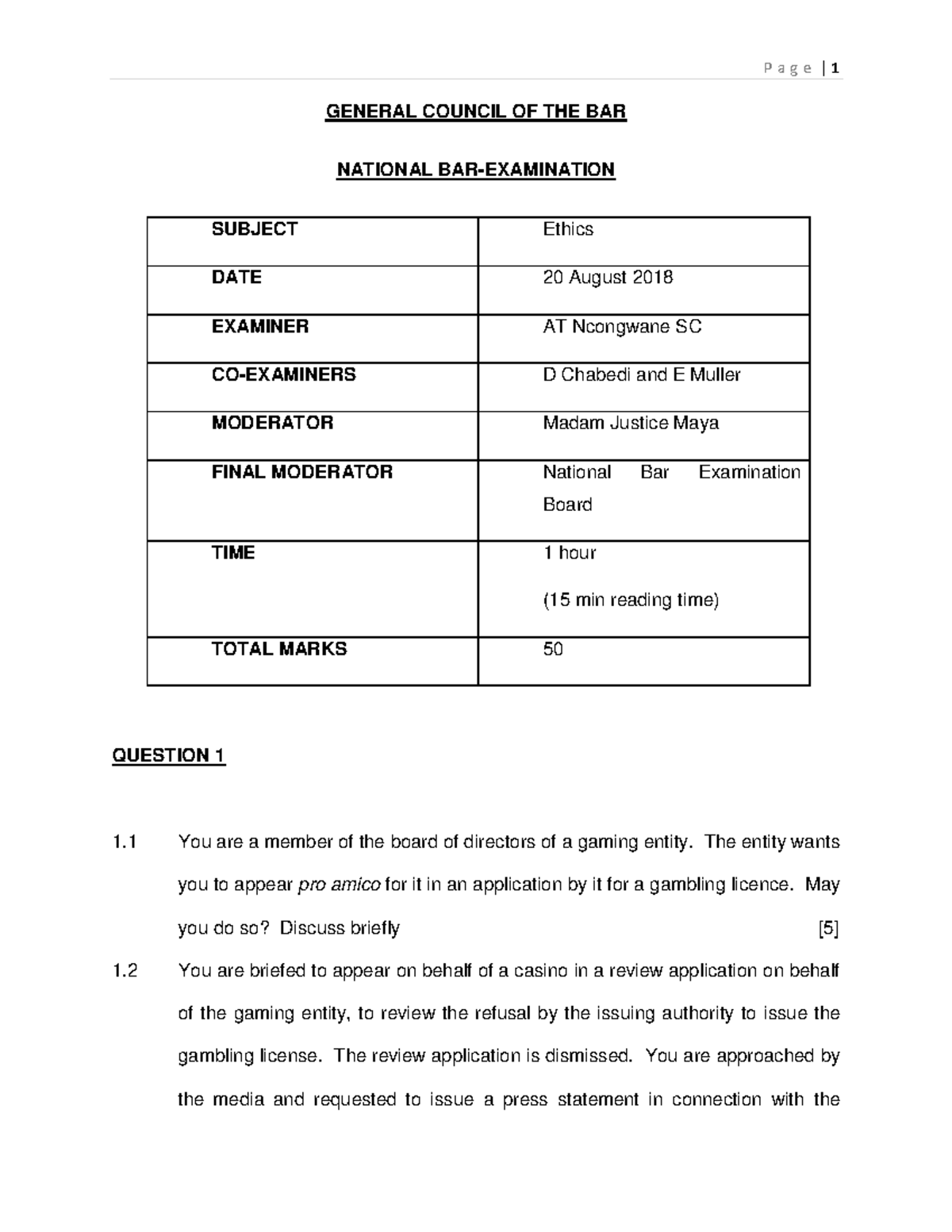 2018 Ethics Practise notes for Students - GENERAL COUNCIL OF THE BAR ...