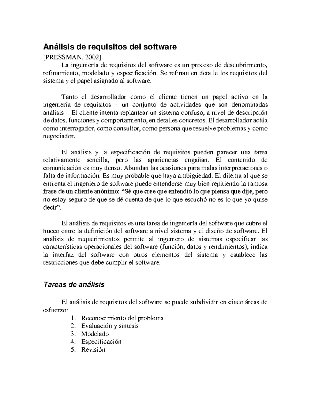 Anlisis de requisitos del software - Análisis de requisitos del ...