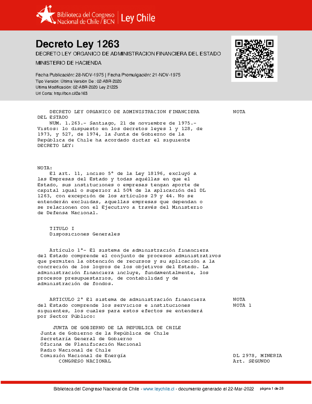 DL-1263 S.A - aaa - Decreto Ley 1263 DECRETO LEY ORGANICO DE ...