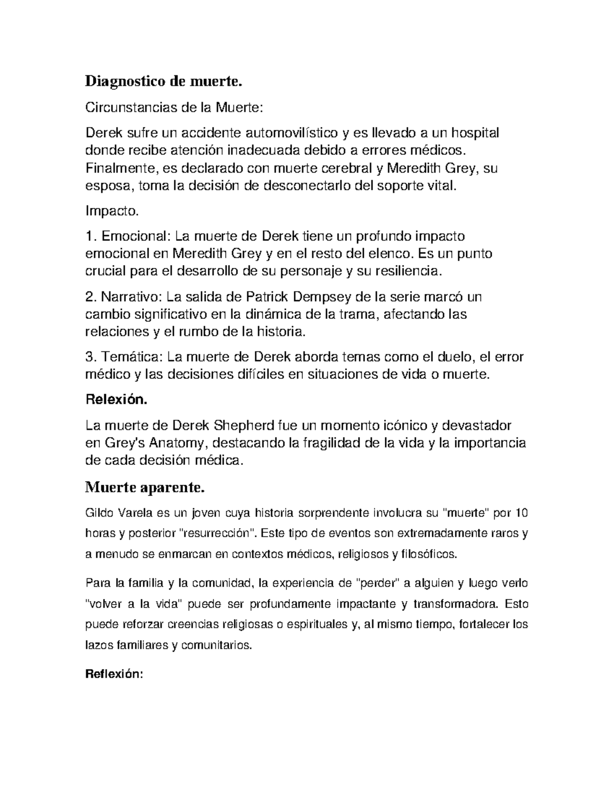 Analisis de muerte - Diagnostico de muerte. Circunstancias de la Muerte ...