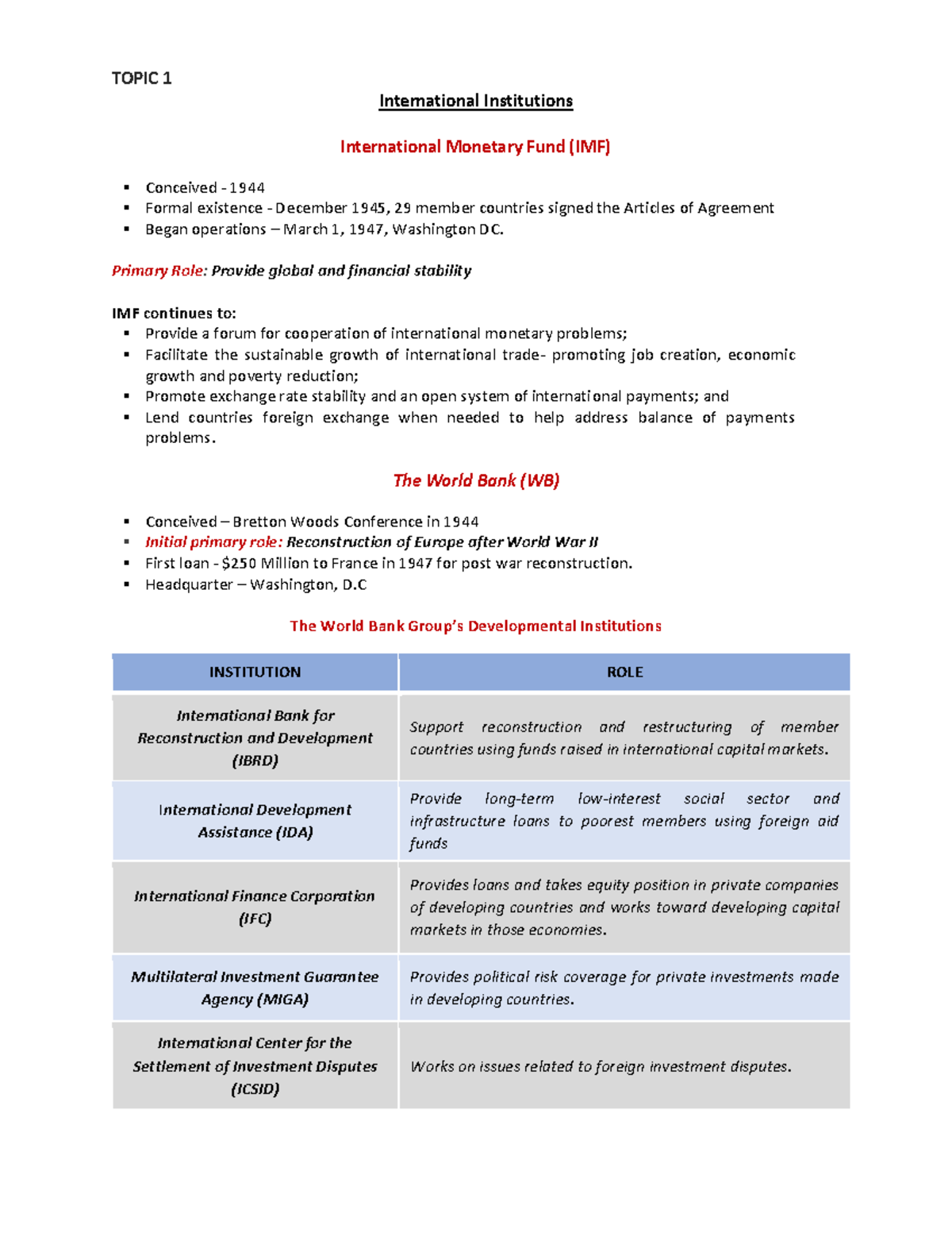 International Trade and Business Lecture Topic 1 & 2 - TOPIC 1 ...