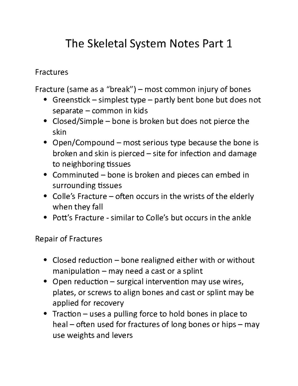 Skeletal System Part 1 Notes - The Skeletal System Notes Part 1 ...