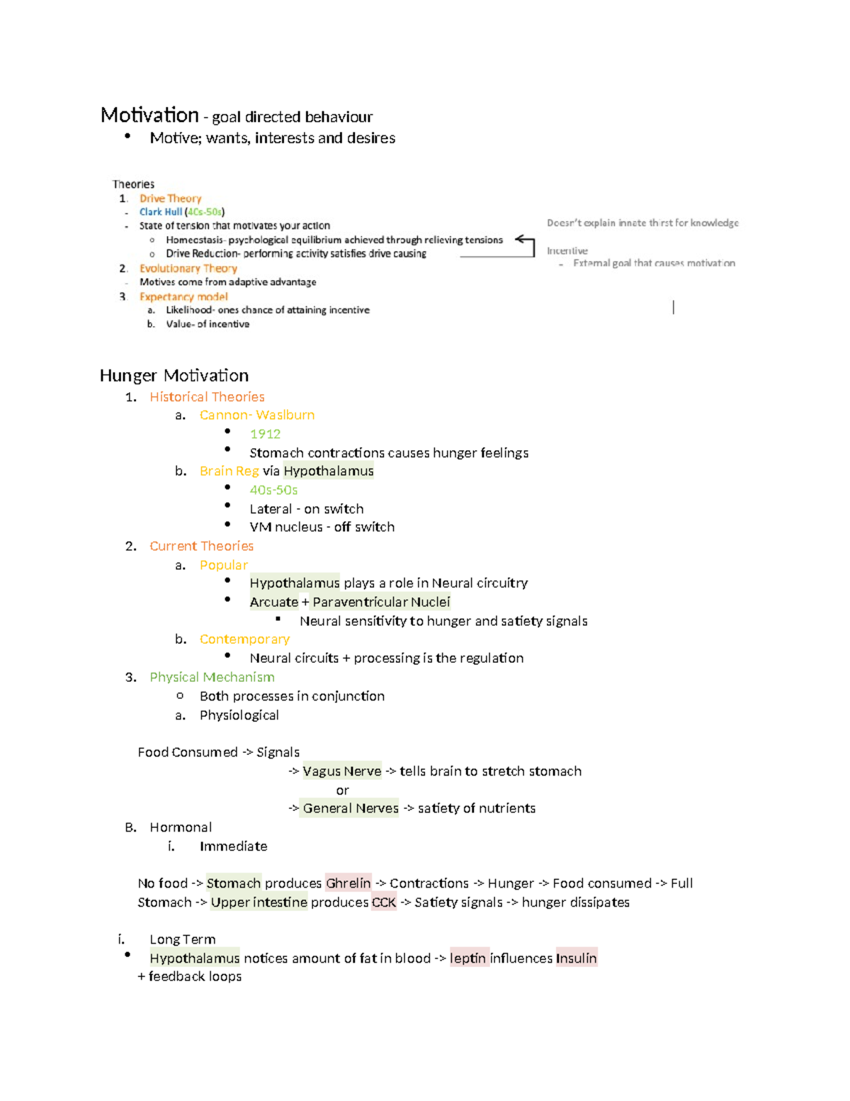 Motivation and Emotion - Motivation - goal directed behaviour Motive ...