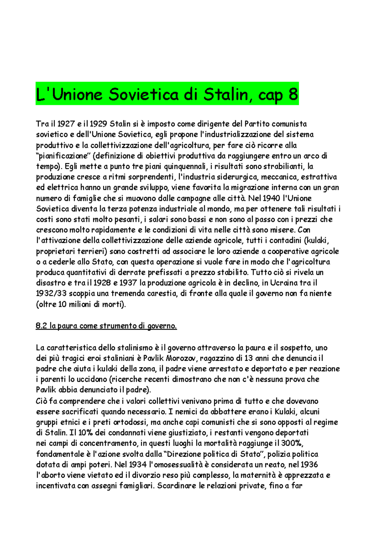 La russia di stalin, cap 8 - L'Unione Sovietica di Stalin, cap 8 Tra il ...