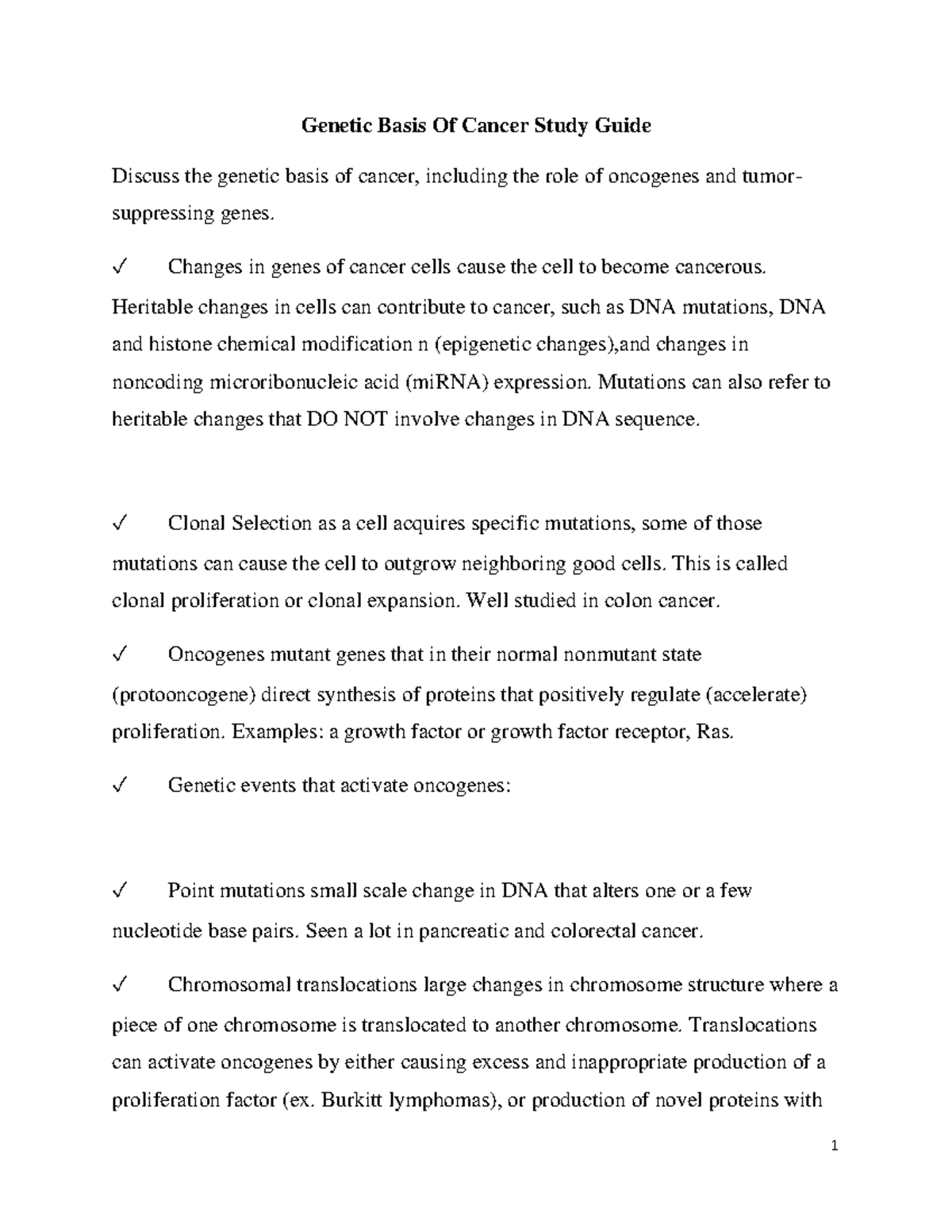 Genetic Basis Of Cancer Study Guide - Genetic Basis Of Cancer Study ...