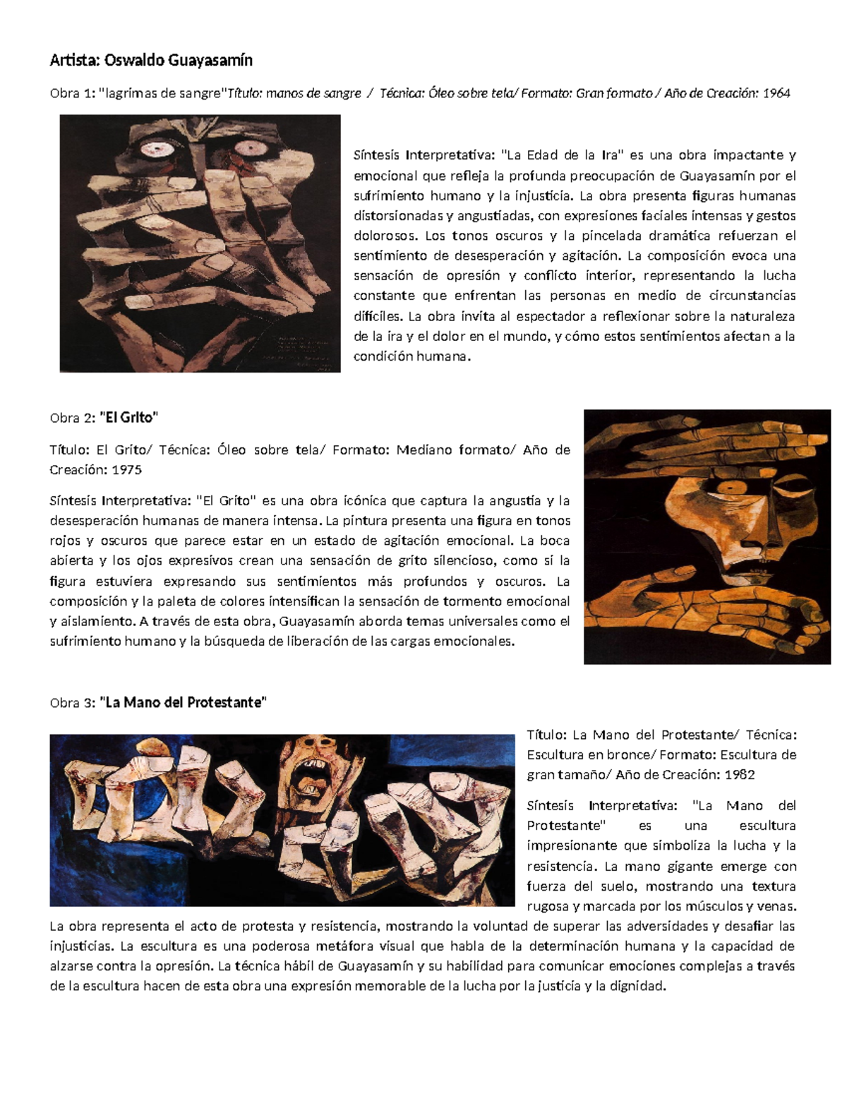 Artista - La obra presenta figuras humanas distorsionadas y angustiadas ...