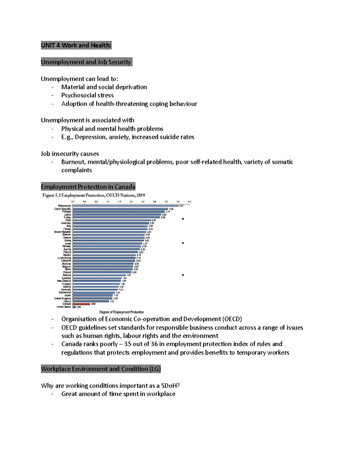 1RR3 Lecture Notes Unit 4-6 - UNIT 4 Work and Health: Unemployment and ...
