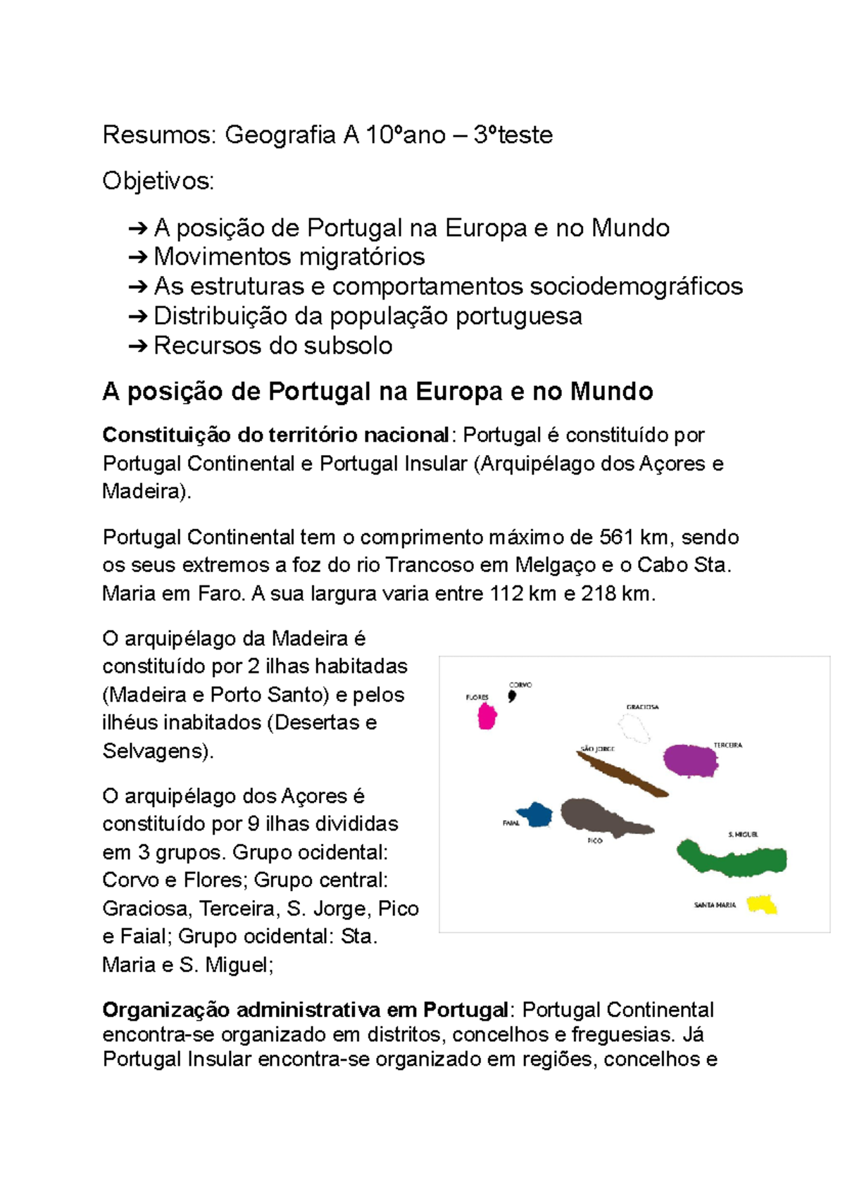 Resumos: Geografia A 10ºano - Portugal Continental tem o comprimento ...