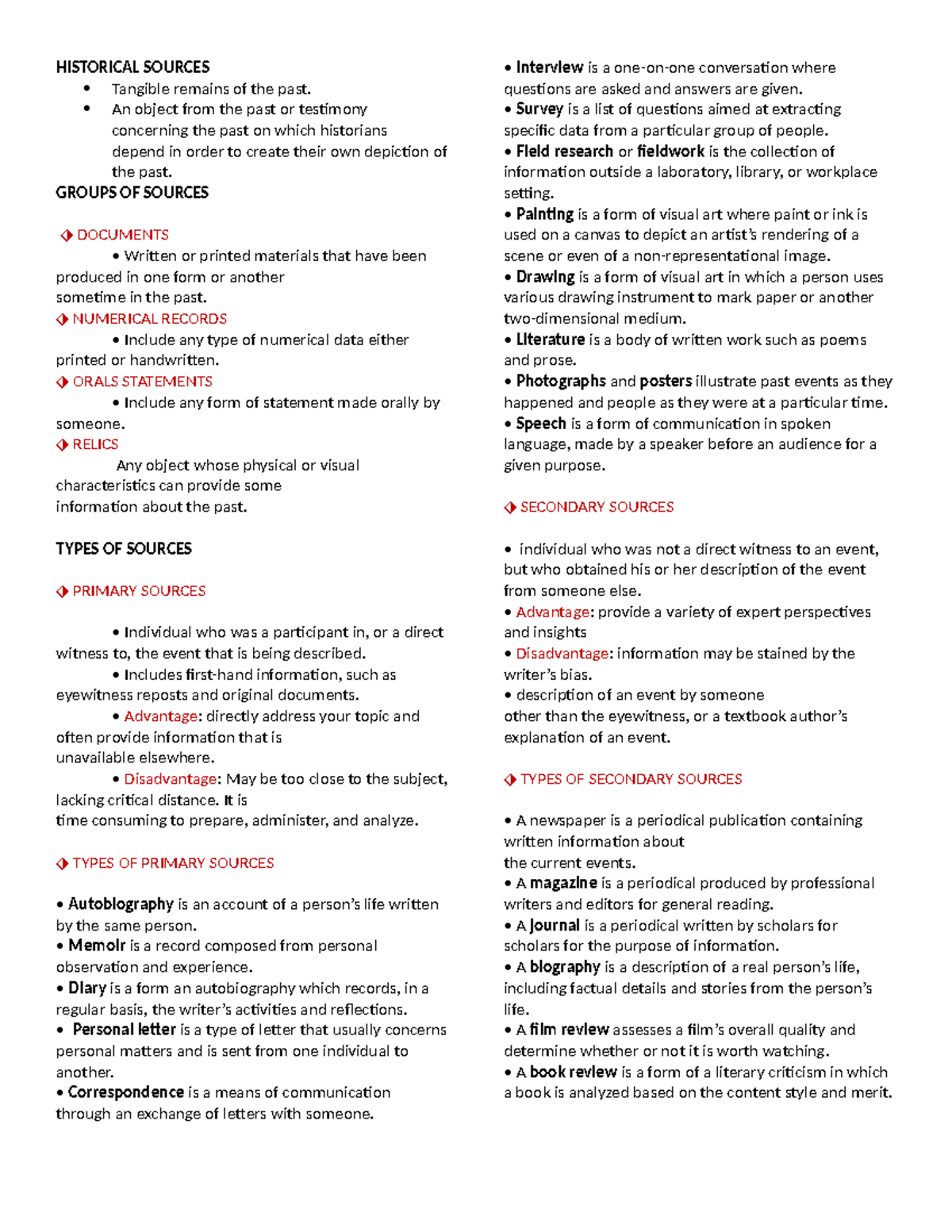 RPH-Reviewer-midterm - HISTORICAL SOURCES Tangible remains of the past ...