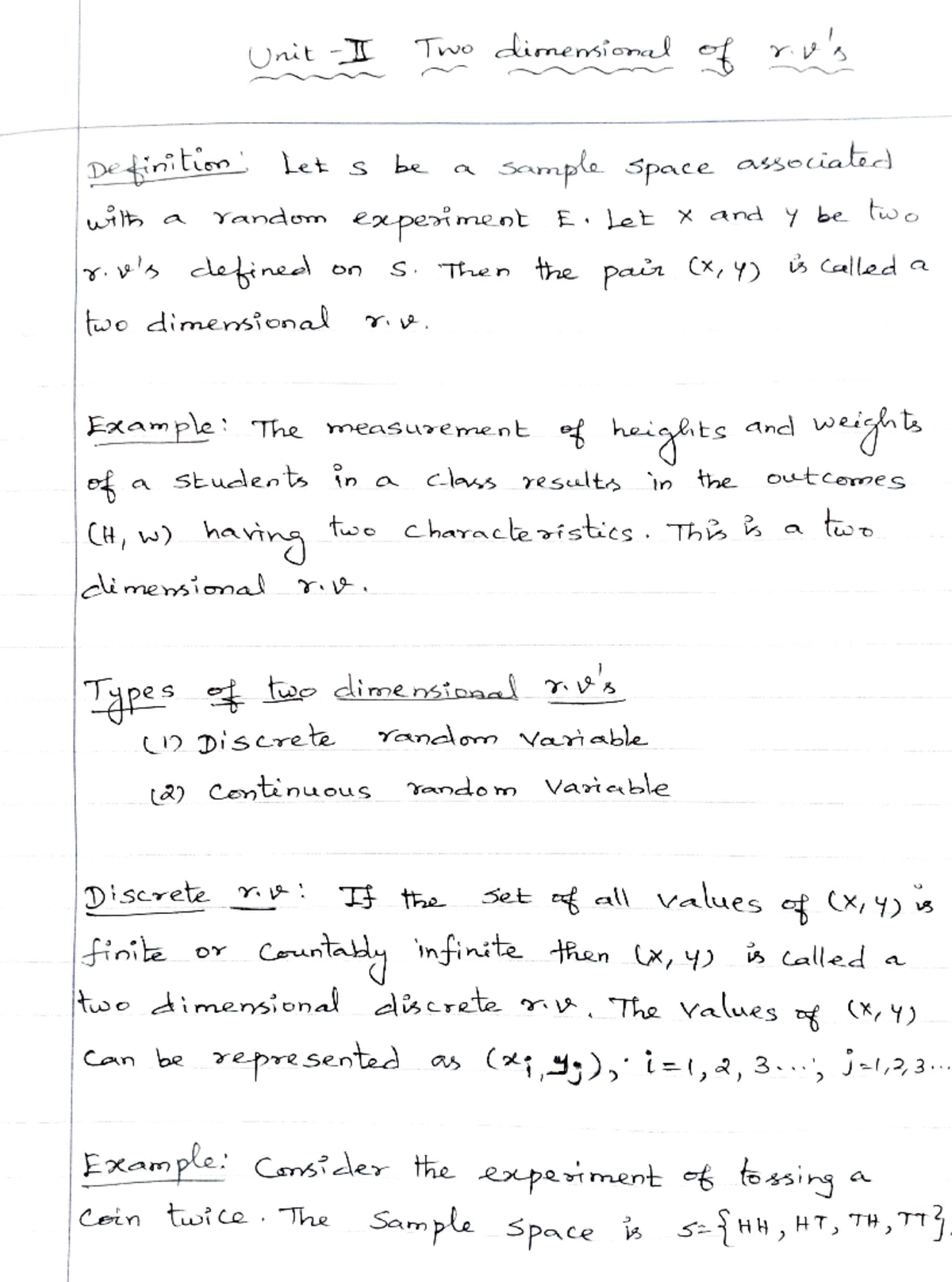 Unit 2-psp note - Probability And Stochastic Processes - Studocu