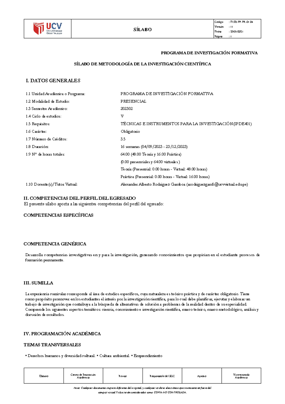 Silabo - sdgdf - PROGRAMA DE INVESTIGACIÓN FORMATIVA SÍLABO DE ...