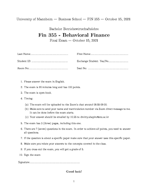FIN 355 - De Bondt Thaler - THE .JOURNAL OF FINANCE. VOL. XL, NO. JULY ...