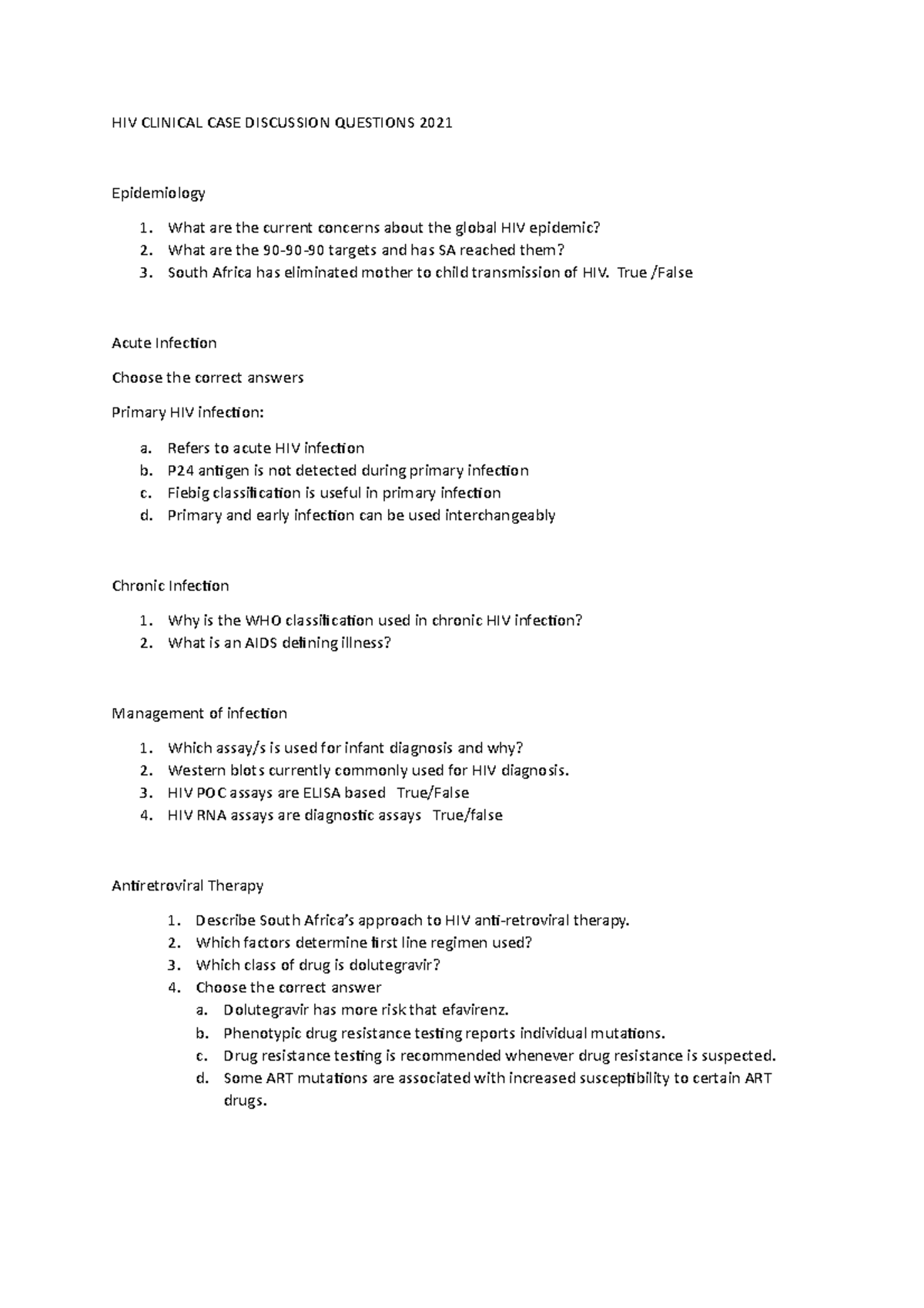 HIV Clinical CASE Discussion Questions 2021 - HIV CLINICAL CASE ...