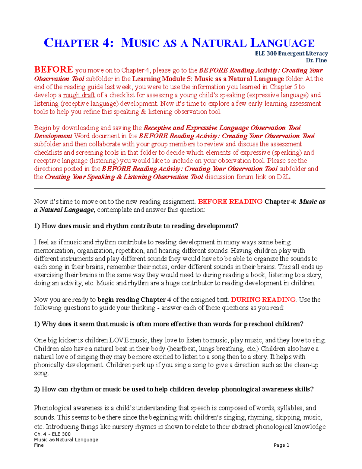 Ch. 4 Music as Language Reading Guide - CHAPTER 4: MUSIC AS A NATURAL ...